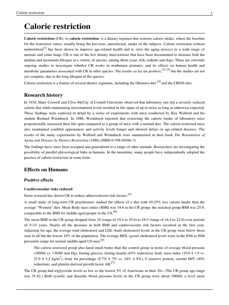 Calorie Restriction | Calorie Restriction | Ageing