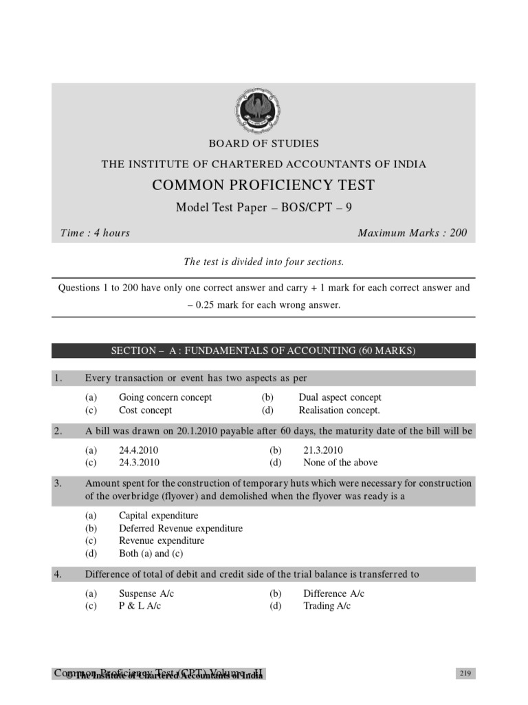 Model Test Paper | PDF | Debits And Credits | Monopoly