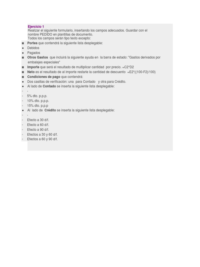 Ejercicio 1 Formularios | PDF