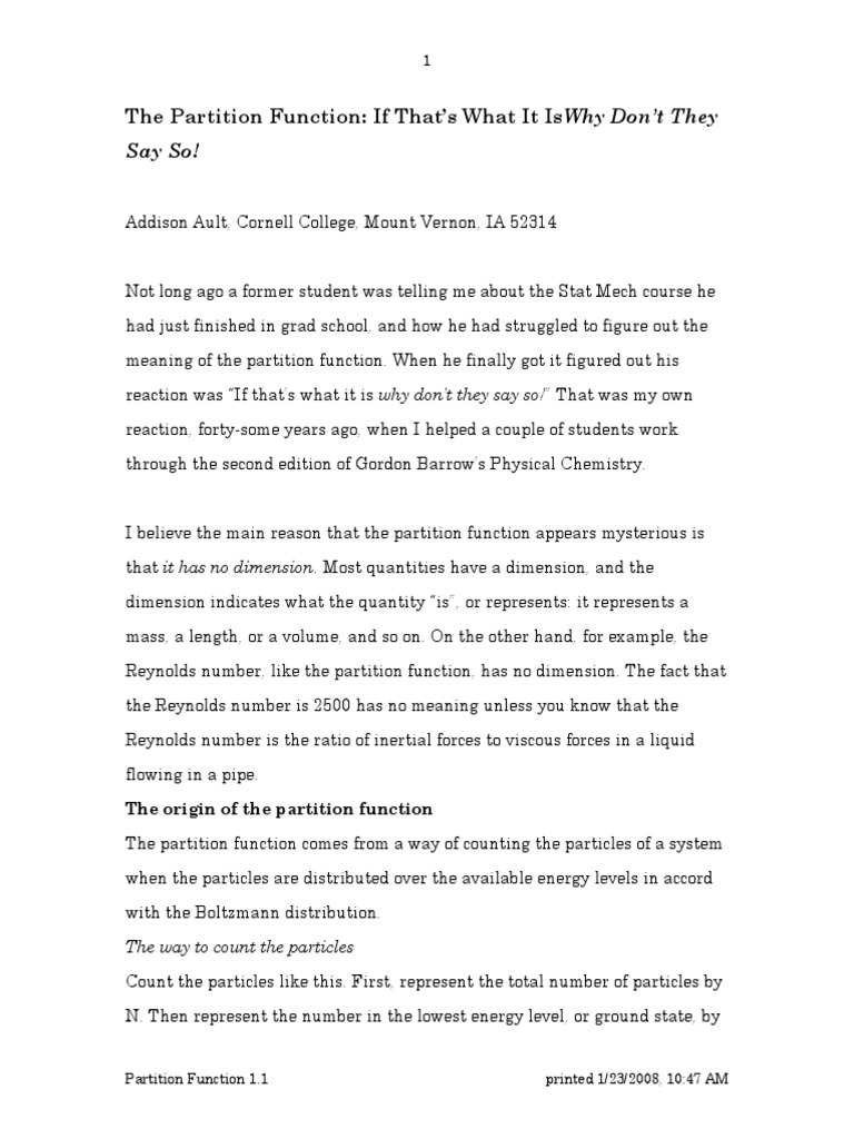 Partition Function | PDF | Temperature | Scientific Theories