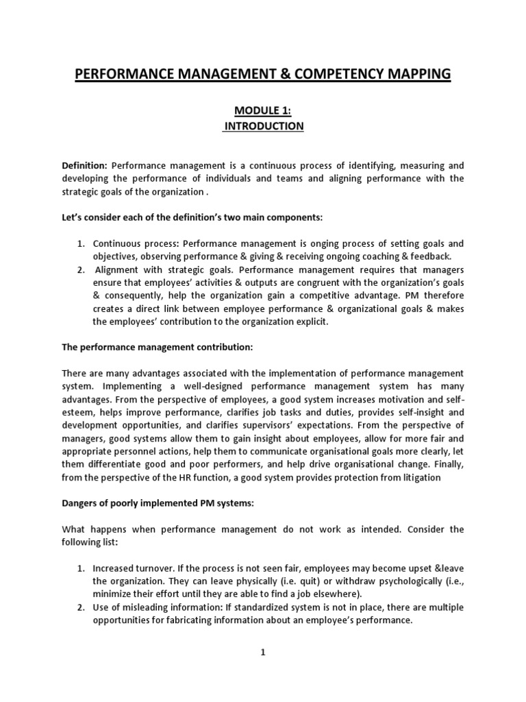Performance Management & COmpetency Mapping Notes | PDF | Performance ...