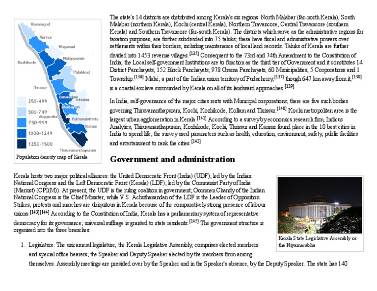 Government and Administration: Population Density Map of Kerala | PDF ...