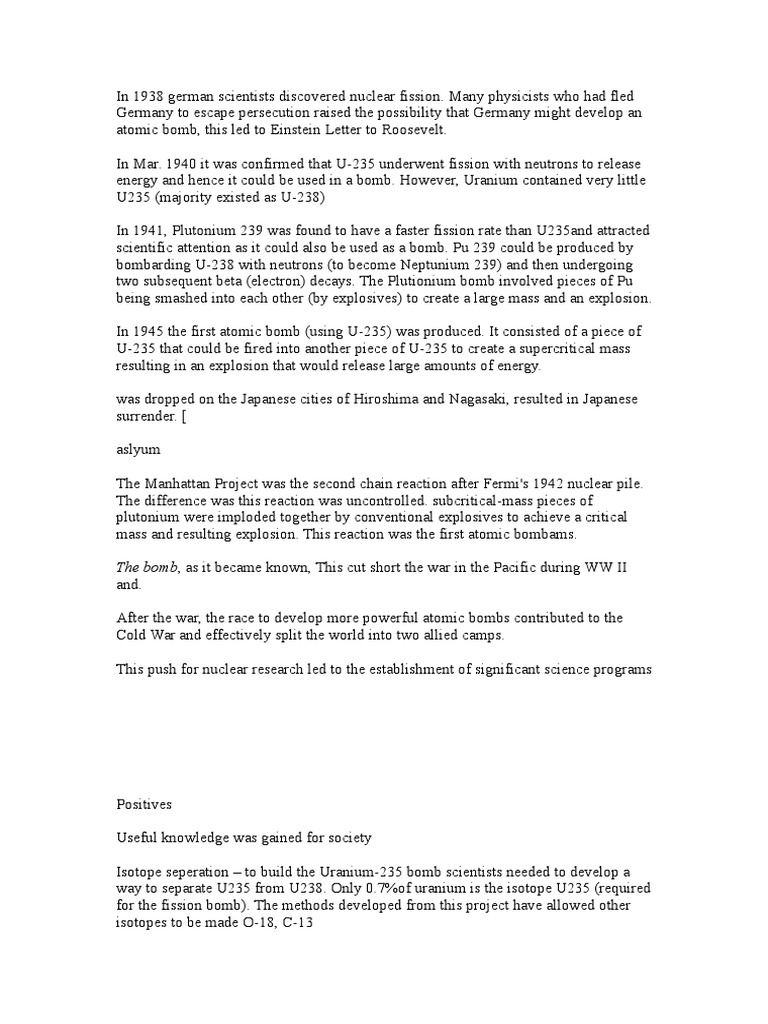 The Manhattan Project | PDF | Nuclear Weapons | Nuclear Fission