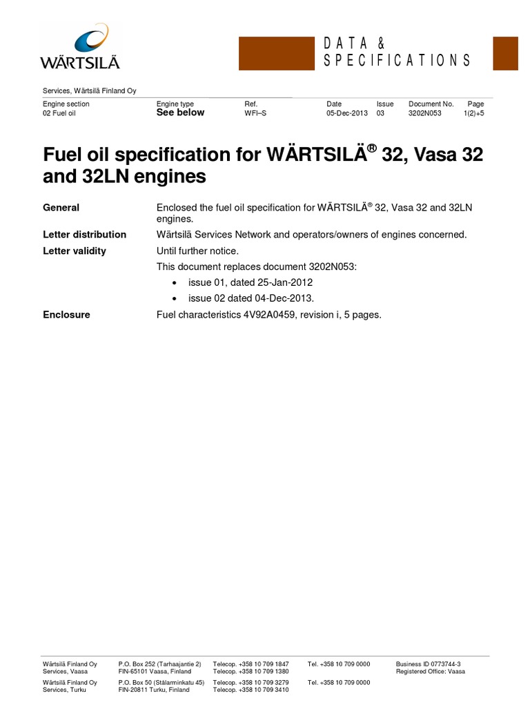 Fuel Oil Specification | Fuel Oil | Magnesium