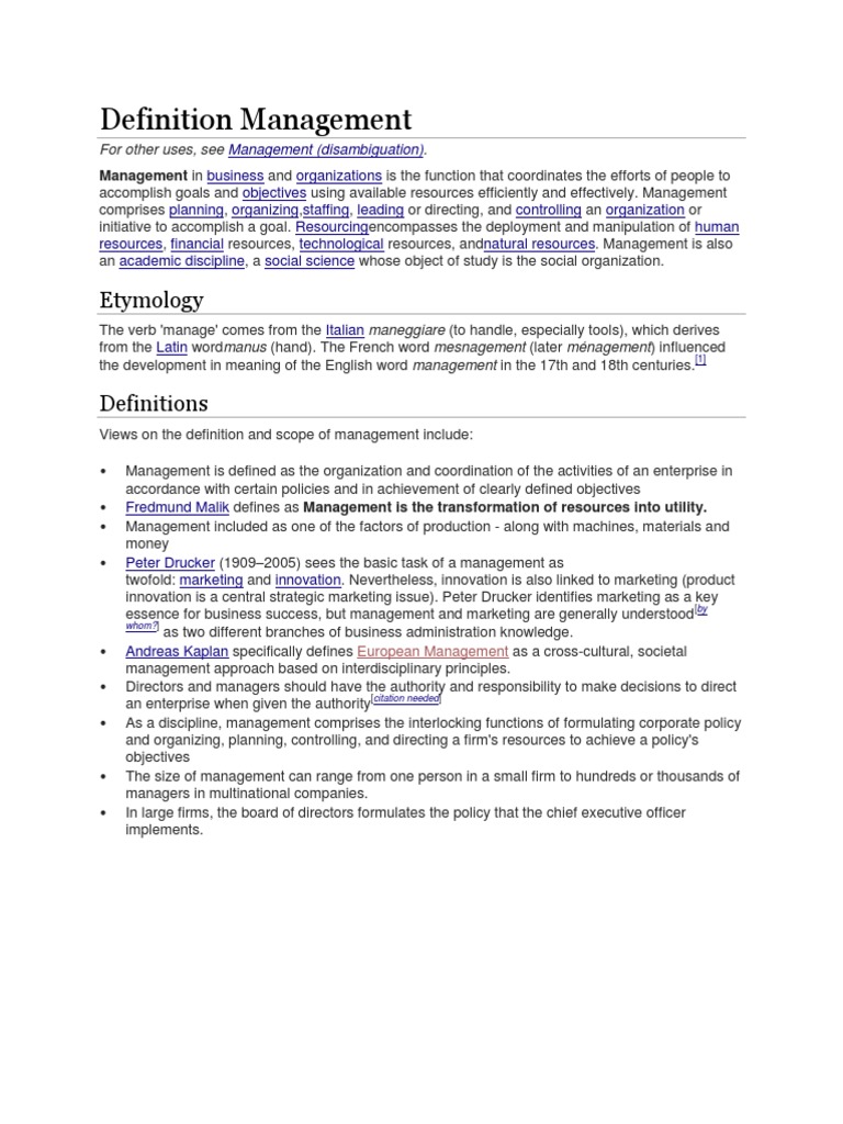 Definition Management: Etymology | PDF | Resource | Policy