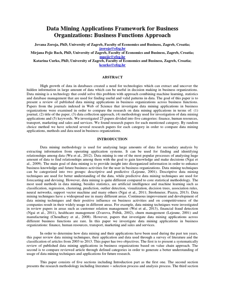 Data Mining Applications Pdf Data Mining Machine Learning