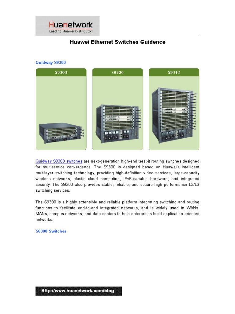 Huawei Ethernet Switches Guidence | PDF | Network Switch | Ethernet