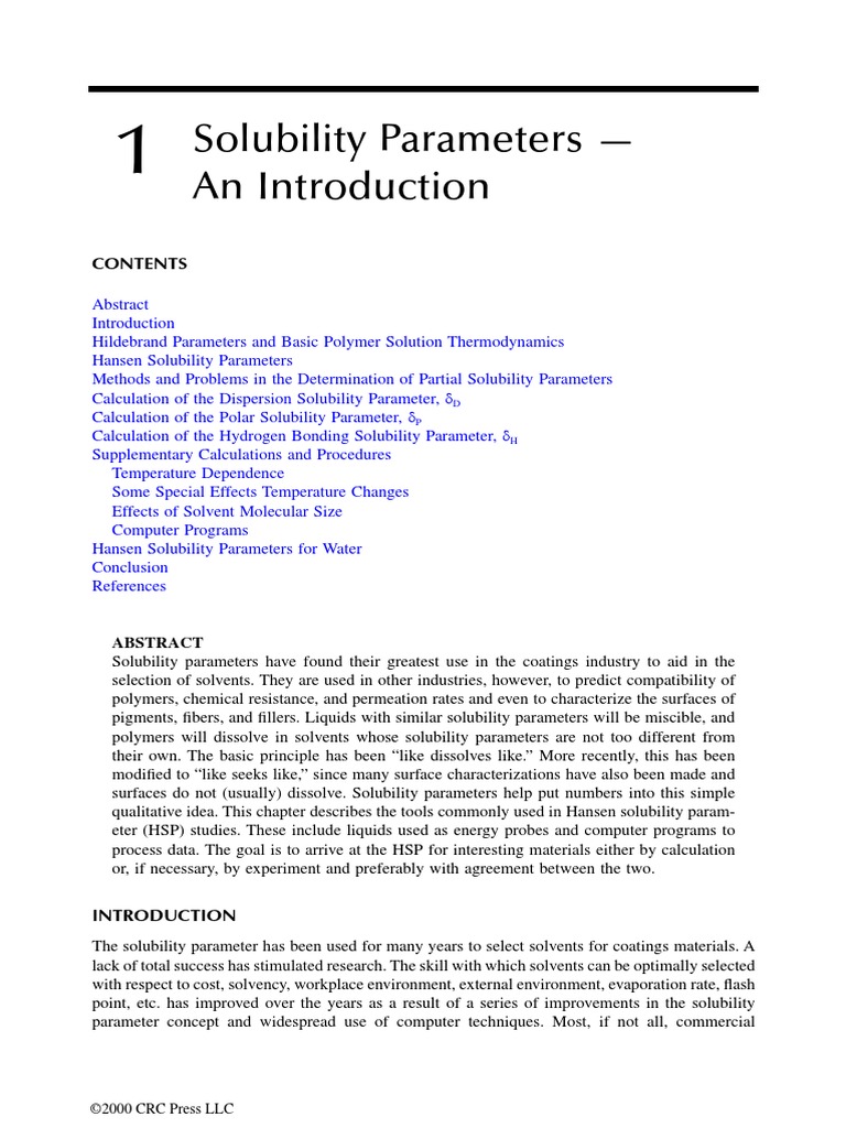 Hansen Solubility Parameter | Solubility | Solvent