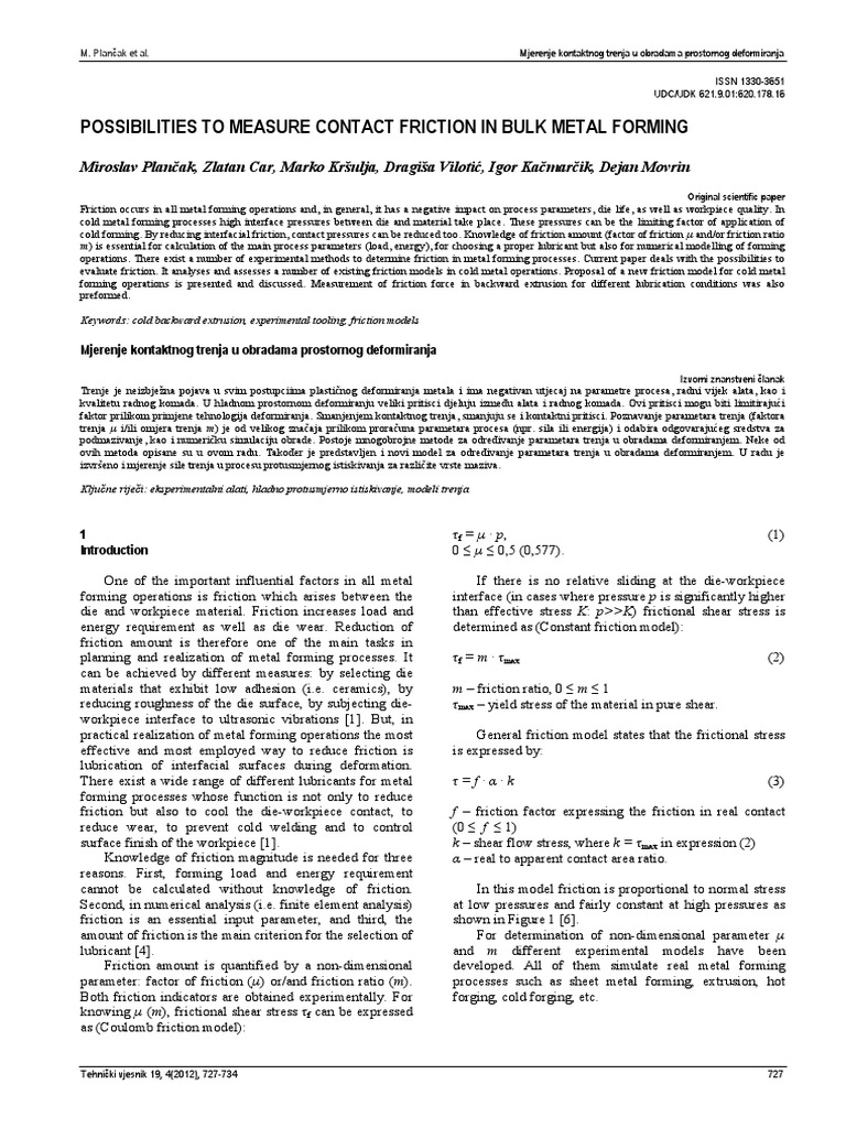 Friction in Metal Forming | PDF | Extrusion | Friction