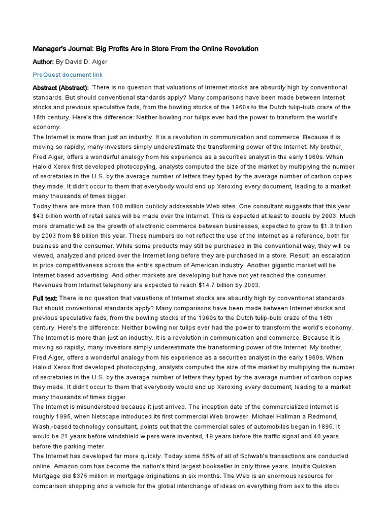 David Alger | The Wall Street Journal | Internet