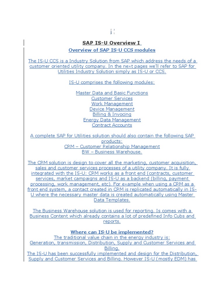 Overview of SAP IS-U CCS Modules | PDF | Finance & Money Management