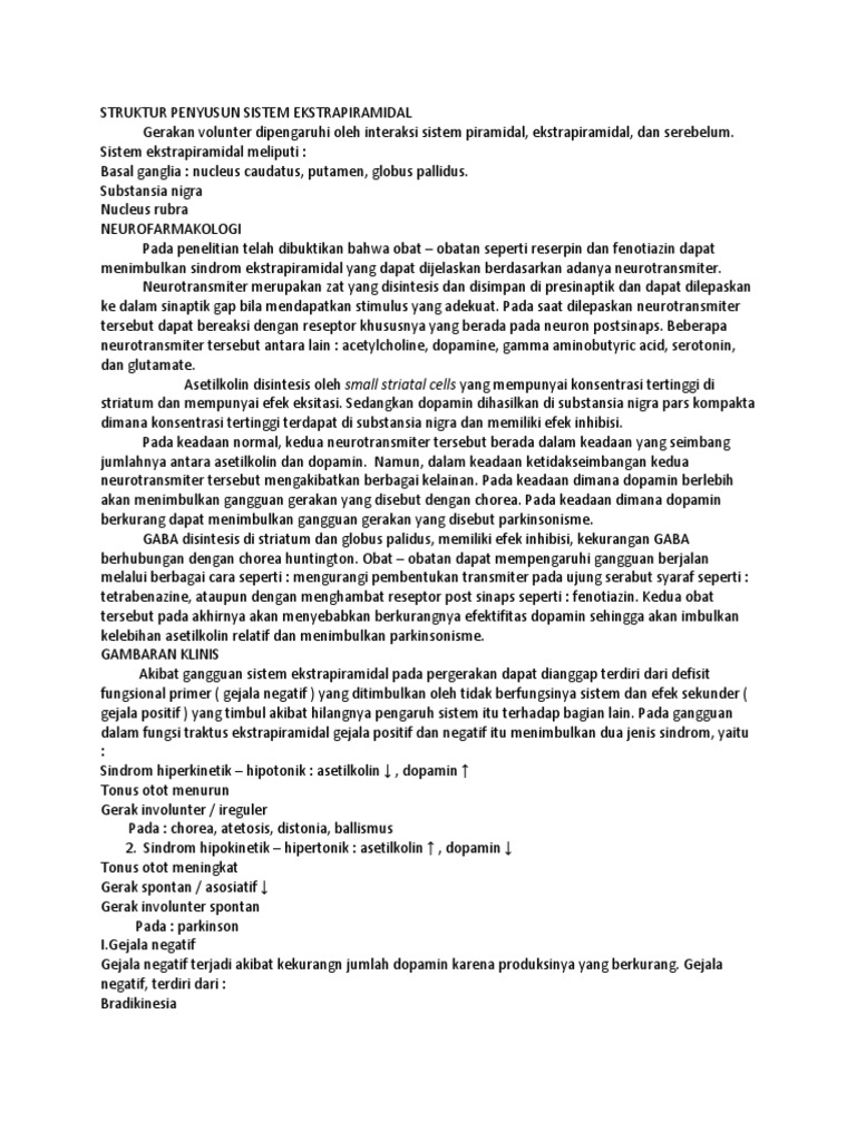Struktur Penyusun Sistem Ekstrapiramidal | PDF