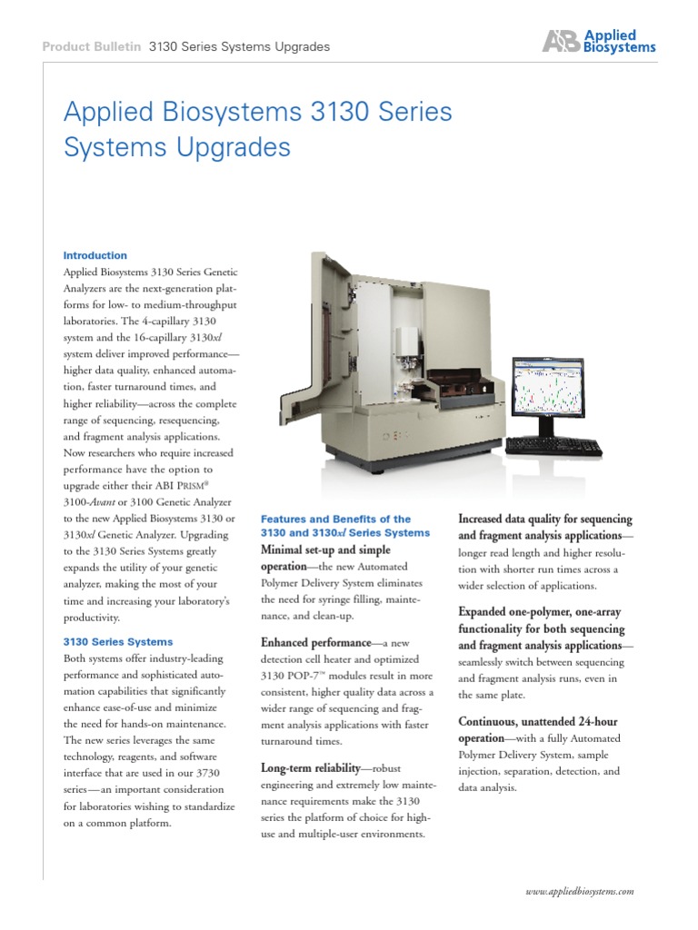 3130 ABI System | Download Free PDF | Applied Biosystems | Dna Sequencing