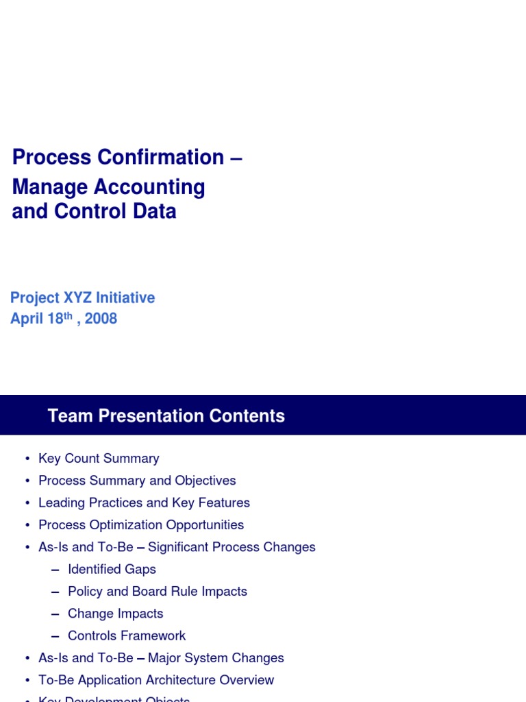 Process Confirmation - Manage Accounting and Control Data: Project XYZ ...