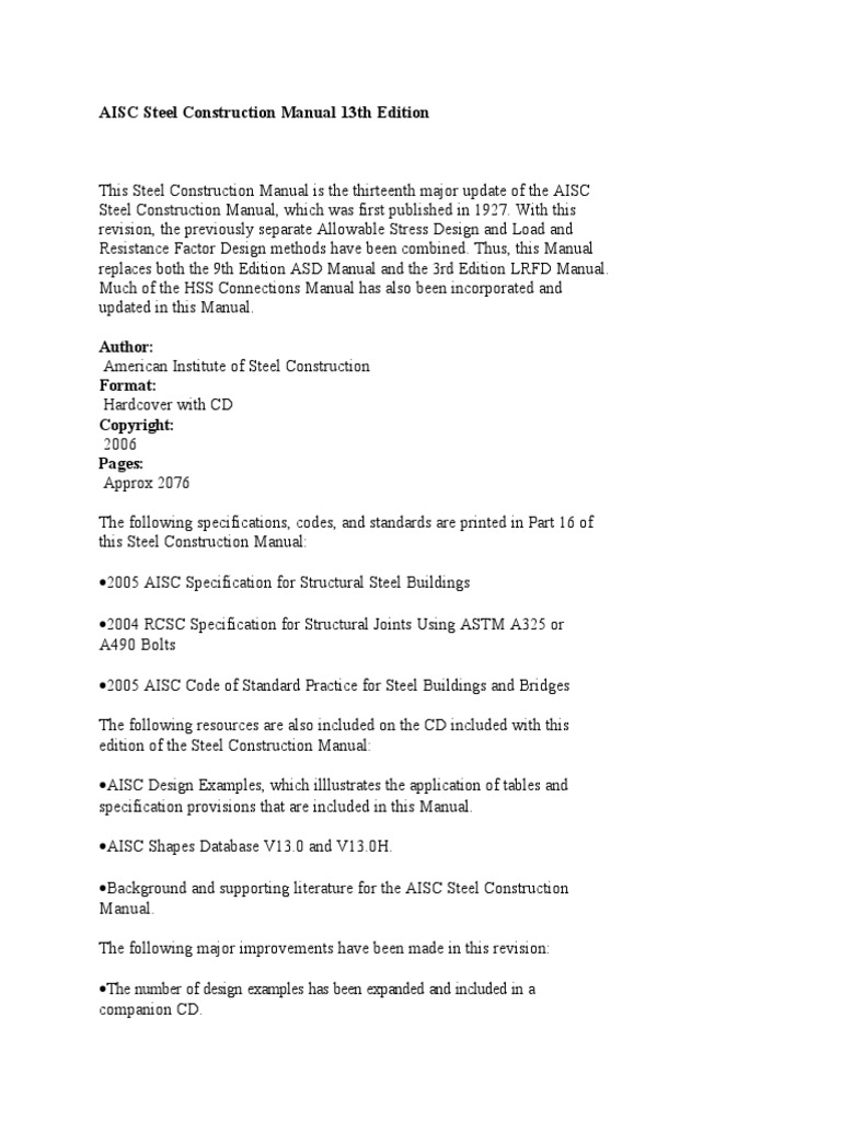 AISC Steel Construction Manual 13th Edition | PDF | Bending | Engineering