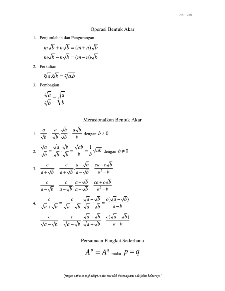 Operasi Bentuk Akar | PDF