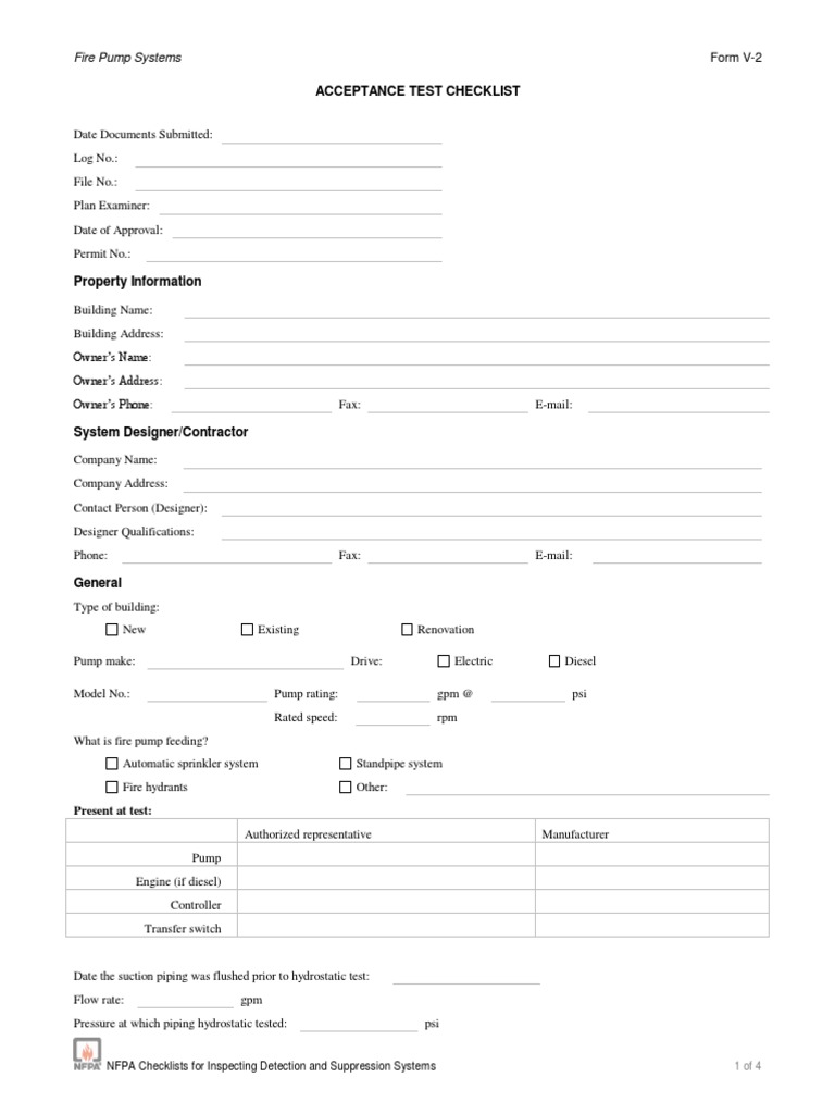 Fire Pump Systems Acceptance Test Checklist: Ensuring Compliance with ...