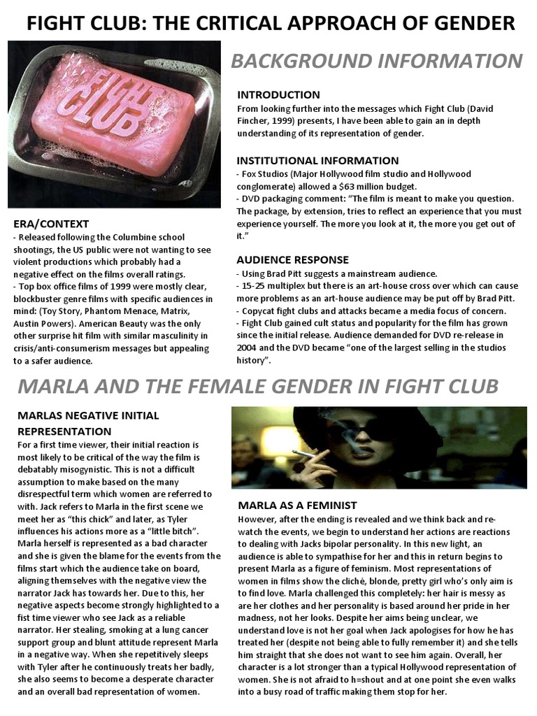 Fight Club: Critical Approach of Gender | PDF | Masculinity | Gender