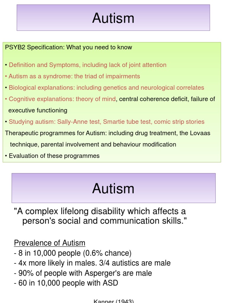Autism (A Level Psychology) | PDF | Autism | Theory Of Mind