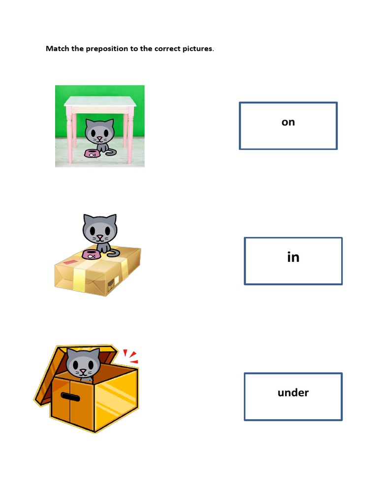 Preposition Matching Worksheet | PDF