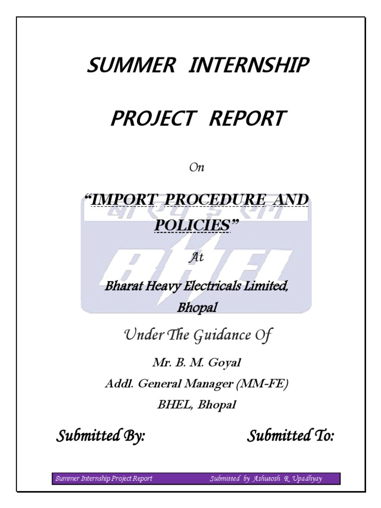 Import Procedures Internship Report | PDF | Internship | Job Hunting