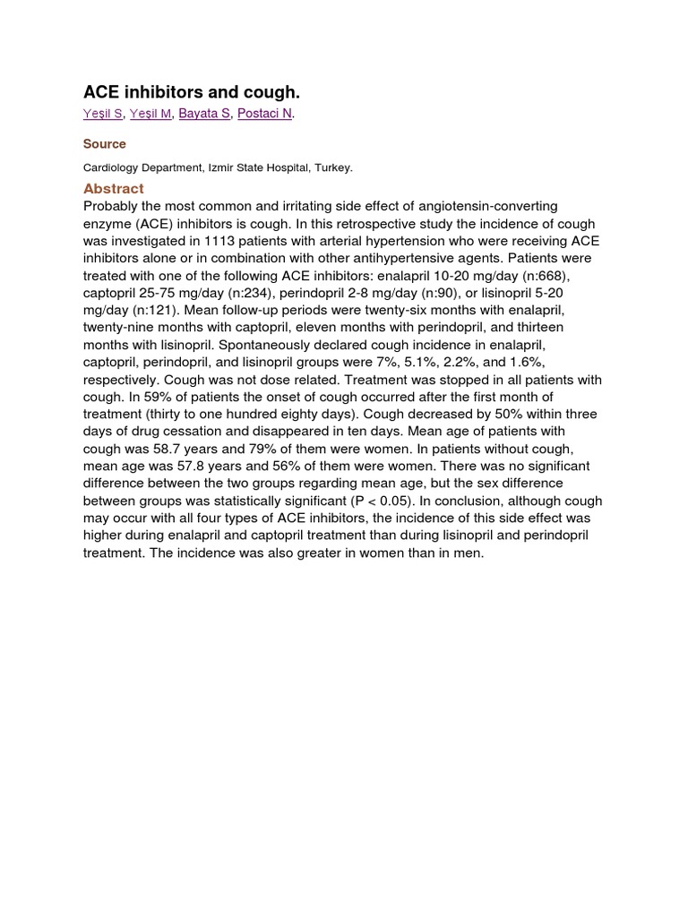 ACE Inhibitors and Cough | PDF | Science & Mathematics