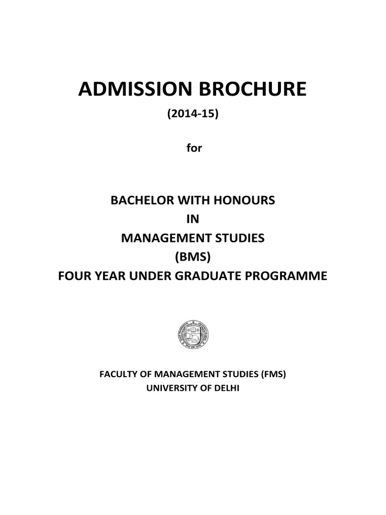 BMS Admission Brochure 2014-15 | PDF | University And College Admission ...