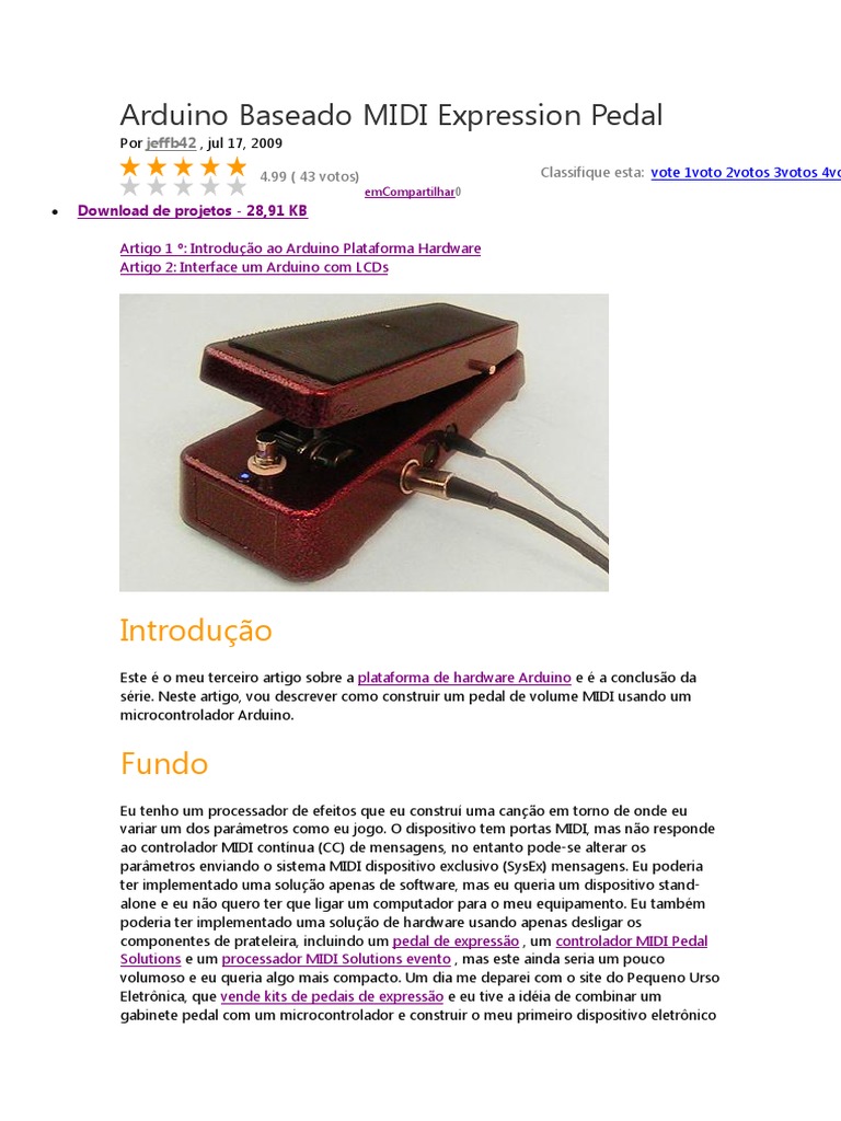 Arduino Baseado MIDI Expression Pedal | PDF | Arduino | Equipamento de escritório