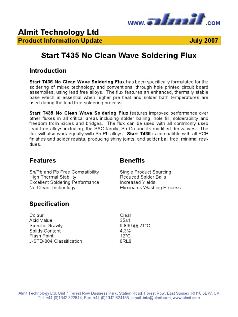 Almit T435 | PDF | Soldering | Solder