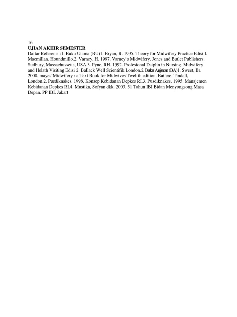 Midwifery Semester Exam References | PDF