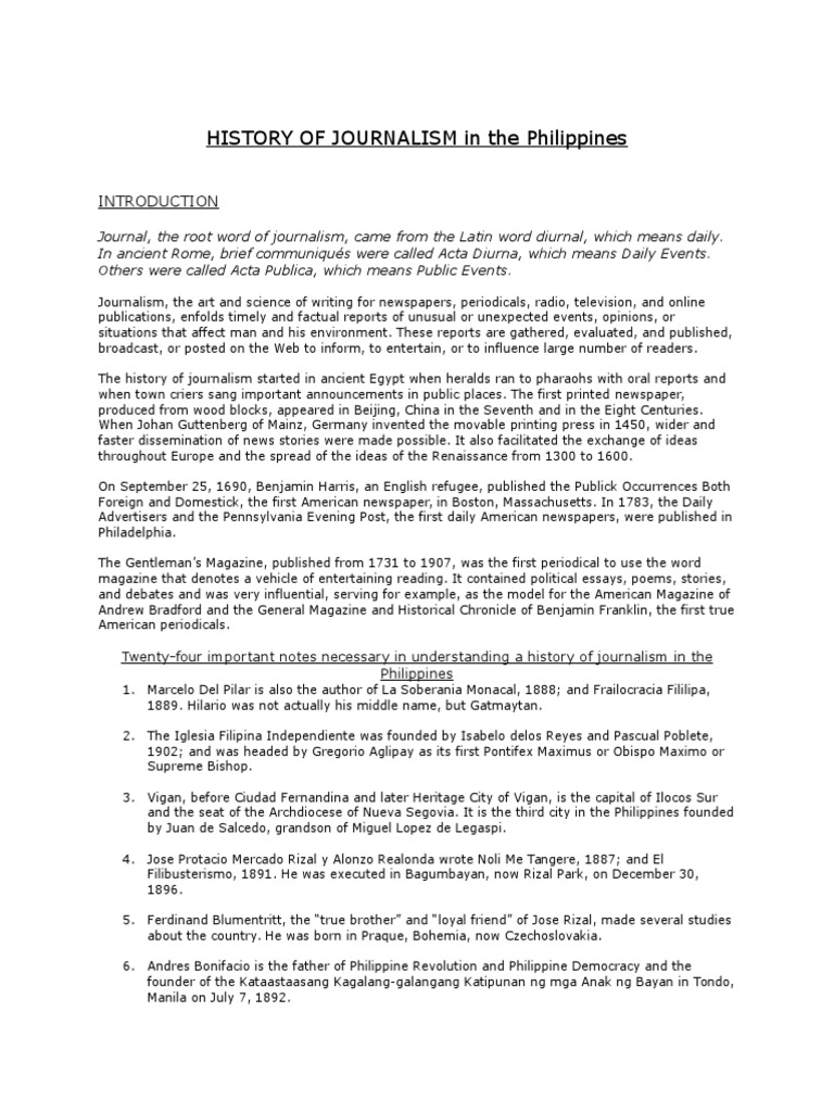 History of Journalism in The Philippines | PDF | Philippines