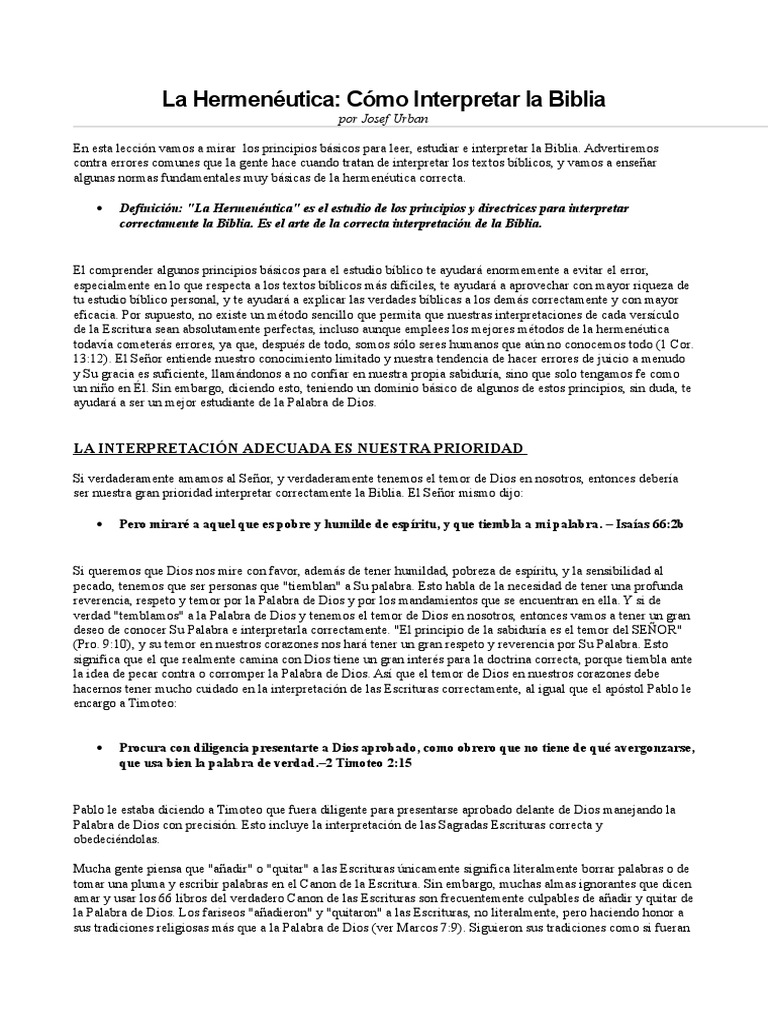 Reglas de La Hermenéutica | PDF | Biblia | Verdad