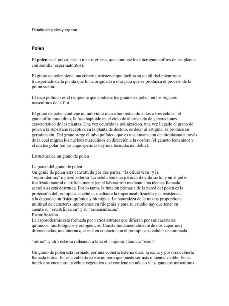 Estructura y función del polen | PDF | Polen | Plantas