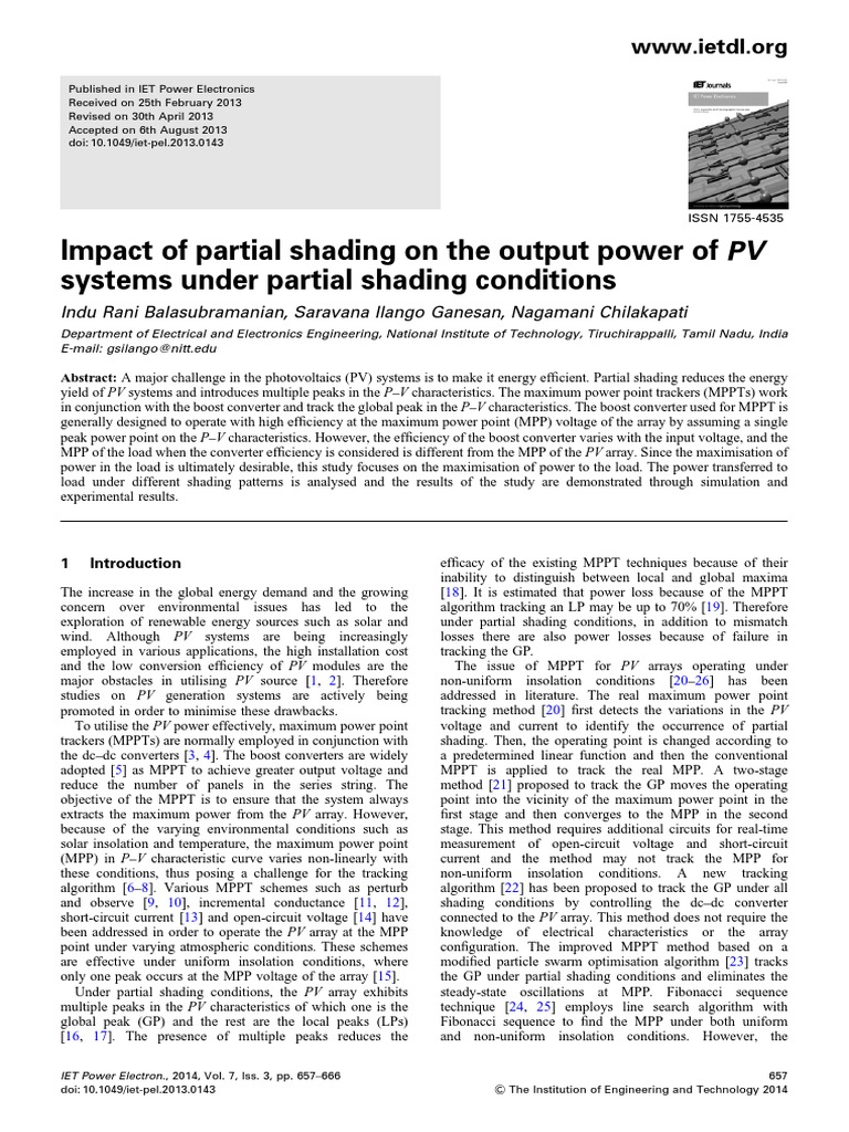 Impact of Partial Shading On The Output Power of PV Systems Under ...