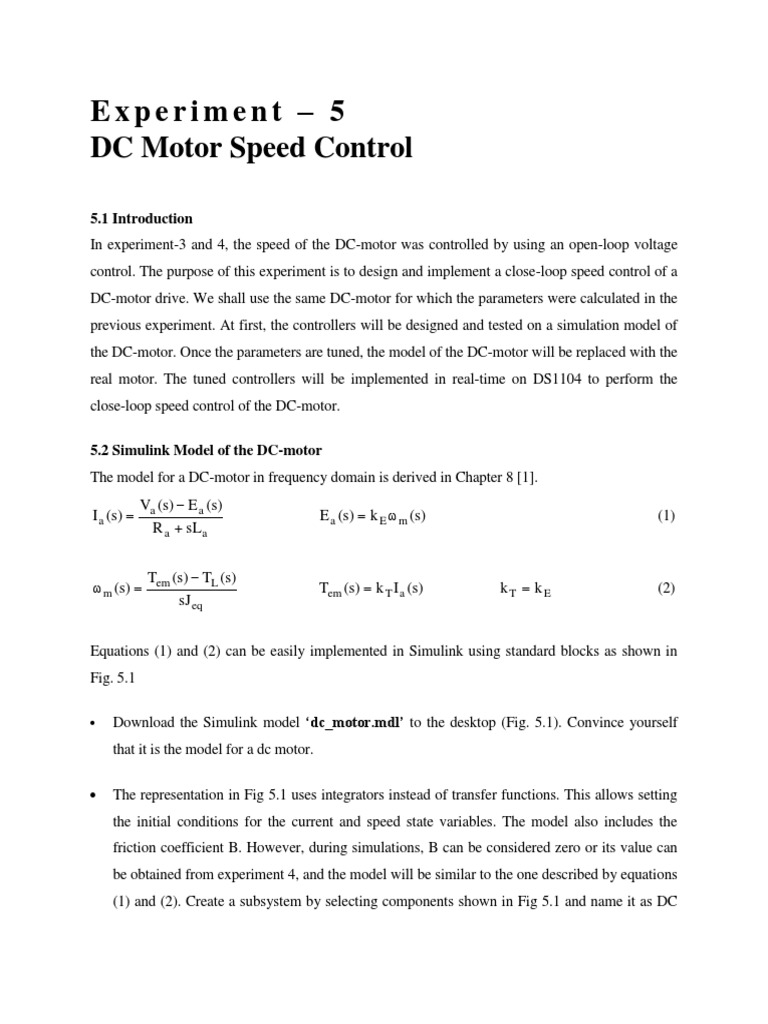 DSPACE ECE461 Motor Lab Experiment5 | PDF | Electronics | Computer ...