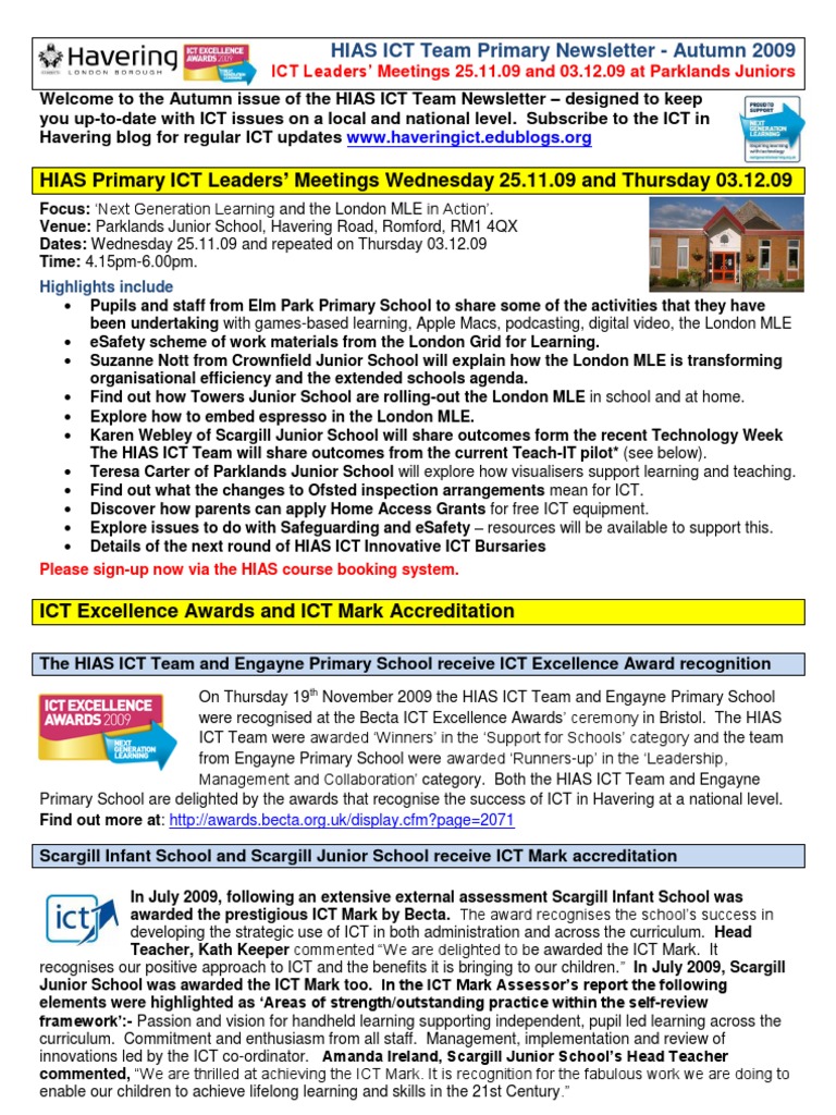 HIAS ICT Newsletter Autumn 2009 | PDF | Educational Technology | Teachers