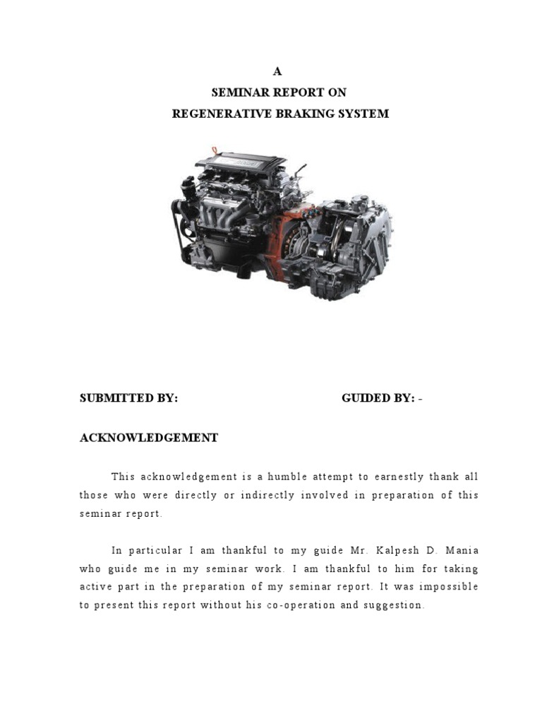 Regenerative Braking System Overview | PDF | Brake | Vehicles