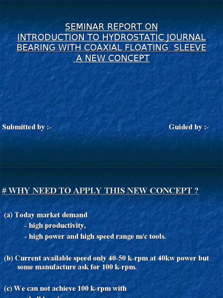 Hydrostatic Journal Bearing | PDF | Bearing (Mechanical) | Viscosity