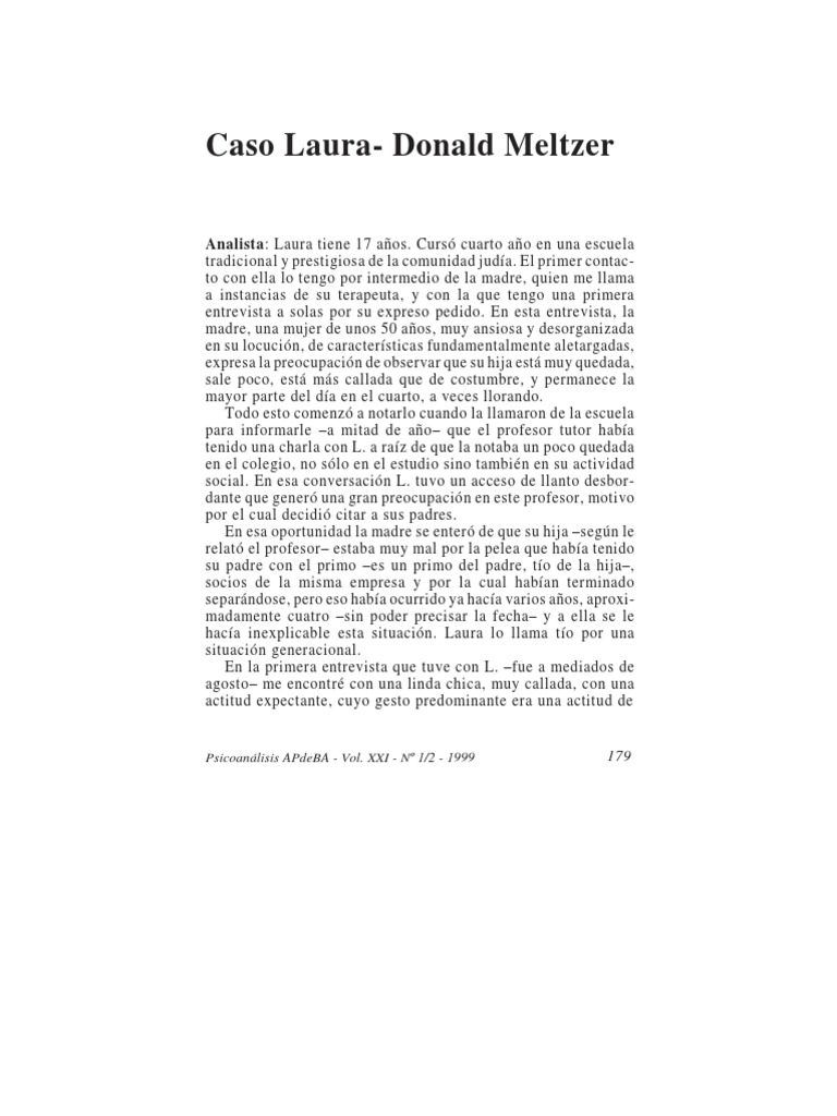 Caso Laura Meltzer | PDF | Depresión (estado de ánimo) | Adultos