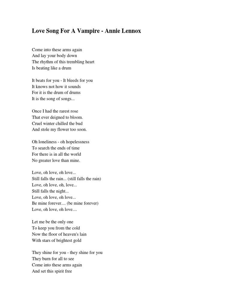 A Passionate Love Song Expressing Eternal Devotion to a Vampire Lover | PDF