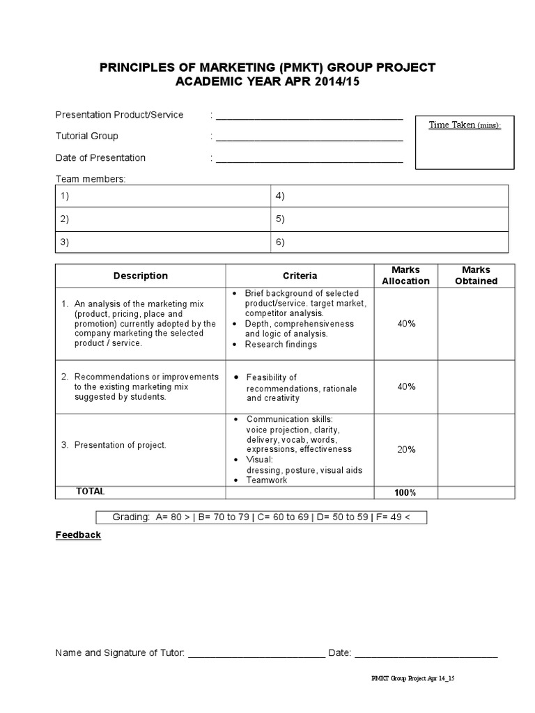 Project-Marking Sheet Apr 14 - 15 | PDF
