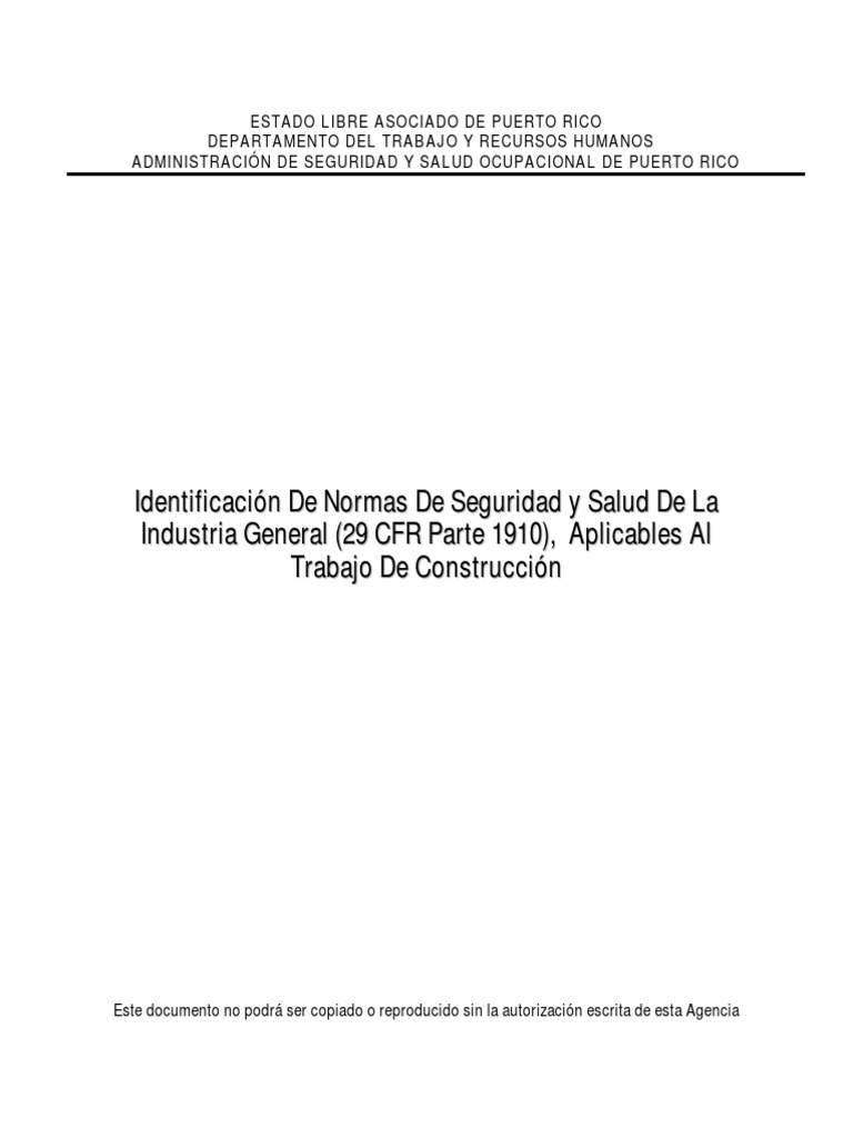 Manual OSHA 29 CFR 1910 Industria General | PDF | Administración de ...