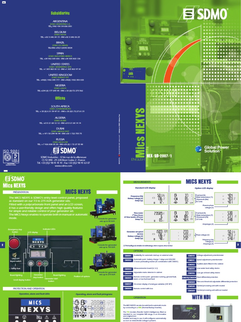 MICS NEXYS Generator Control Overview | PDF | Switch | Electric Generator