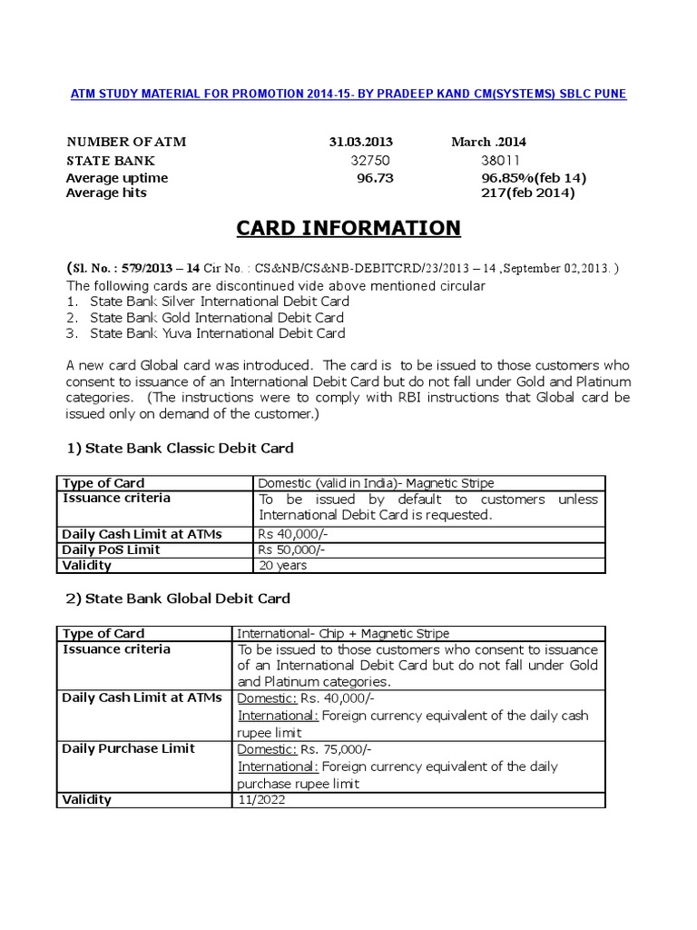 State Bank Debit Card Study | PDF | Financial Transaction | Debit Card