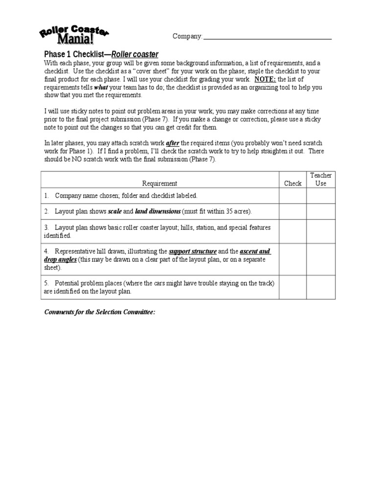 Math Model Coaster Checklists | PDF | Triangle | Physics