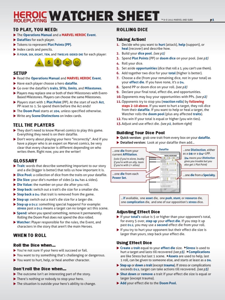 Watcher Cheat Sheet | PDF | Teaching Methods & Materials