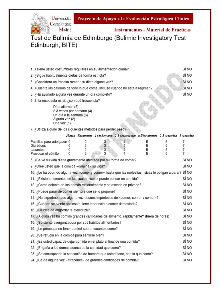 Bulimia Test EC | PDF