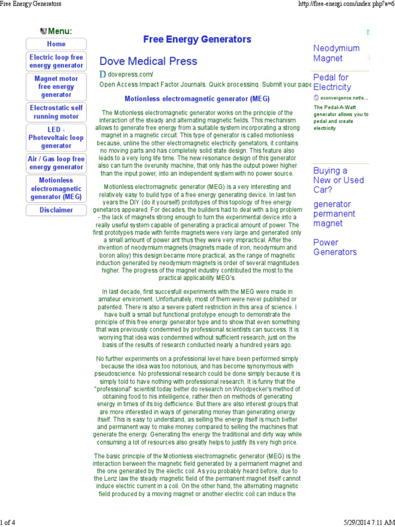Free Energy Generators | Download Free PDF | Inductor | Electric Generator