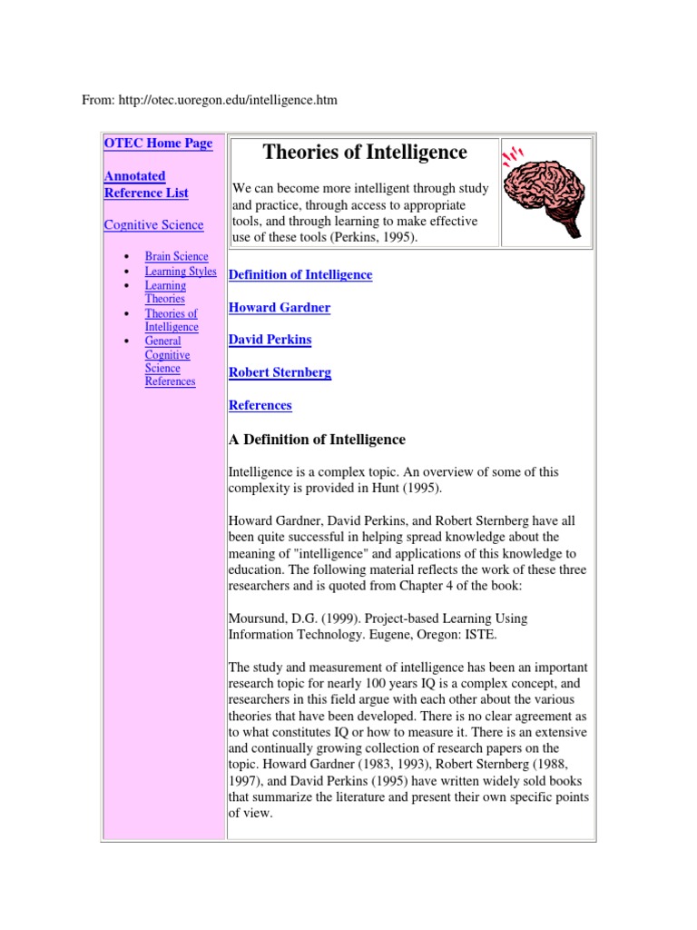 Theories of Intelligence | PDF