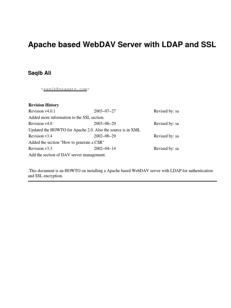 Apache Webdav Ldap Howto | PDF | Public Key Cryptography | Key (Cryptography)
